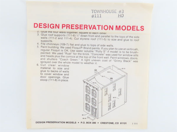 HO 1/87 Scale DPM Design Preservation Models Kit #111 Townhouse #3 ...