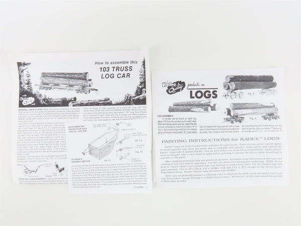 HO Scale Kadee Kit #103 Undecorated Truss Log Car w/ Logs - Model Train ...