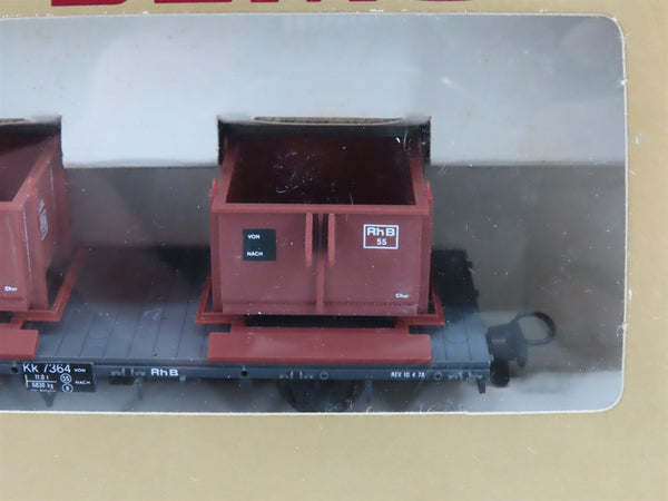 HOm Scale BEMO 7450100 RhB Rhaetian Railway Flat Cars w/ Containers 4 ...