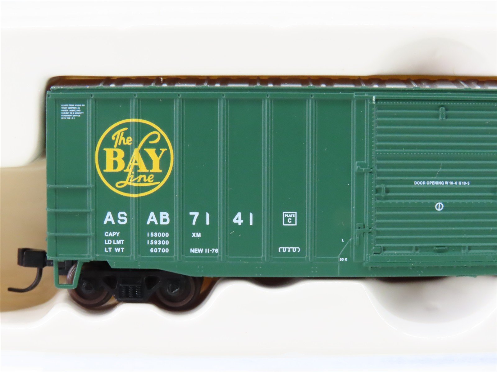 N Scale Atlas Trainman 39932A ASAB The Bay Line 50' 6" Single Door Box ...
