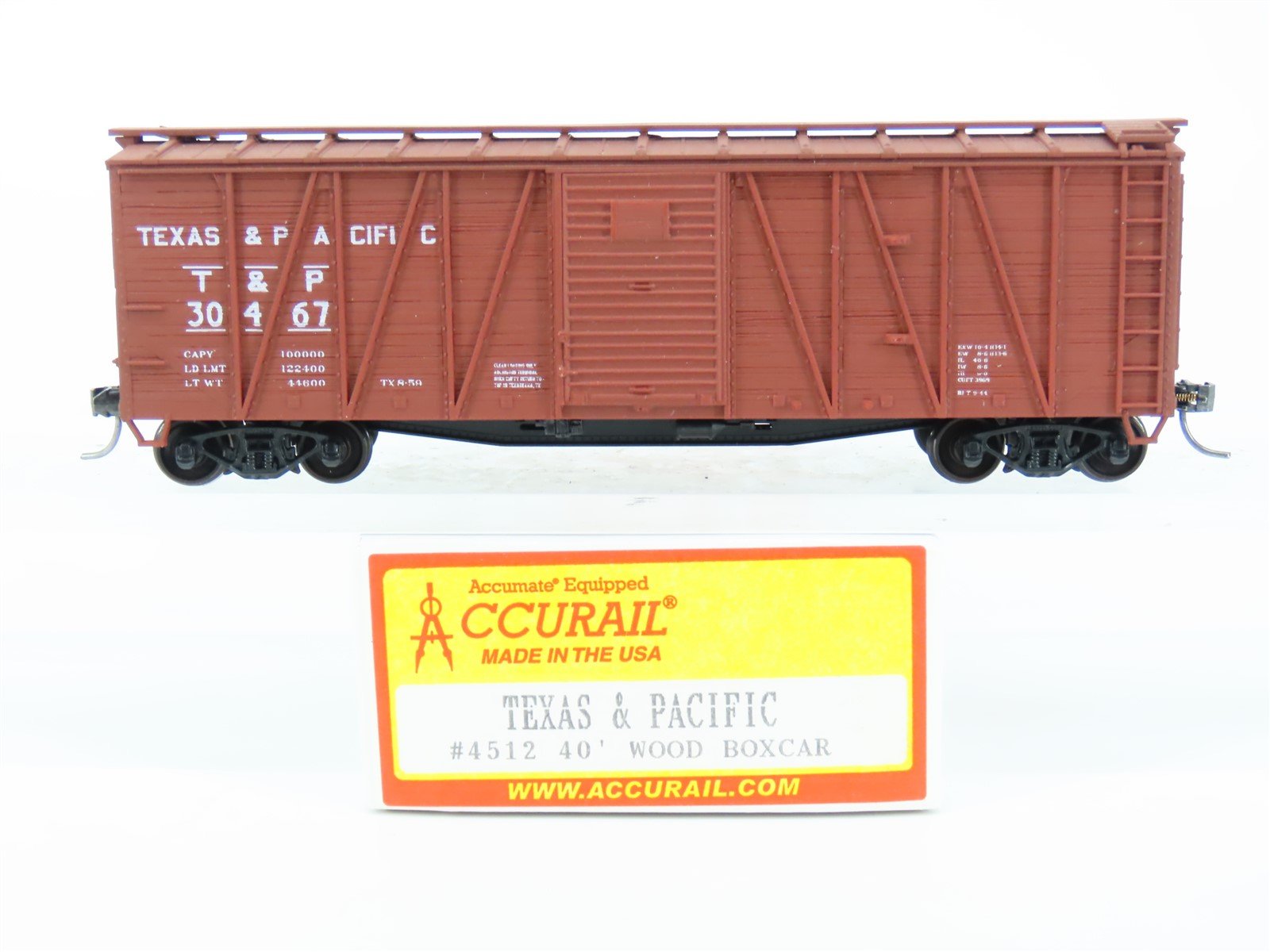 HO Scale Accurail 4512 T&P Texas & Pacific 40' Wood Box Car #30467 - U ...